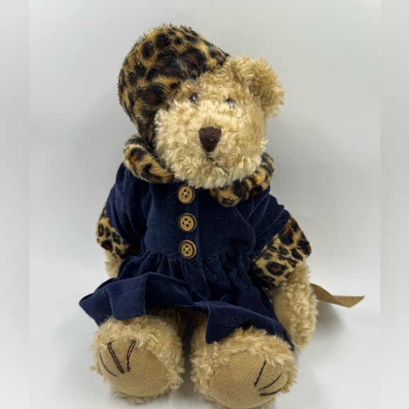 Toys | Vintage 12 Plush Bear Jointed Leopard Print Blue Velvet Miss ...